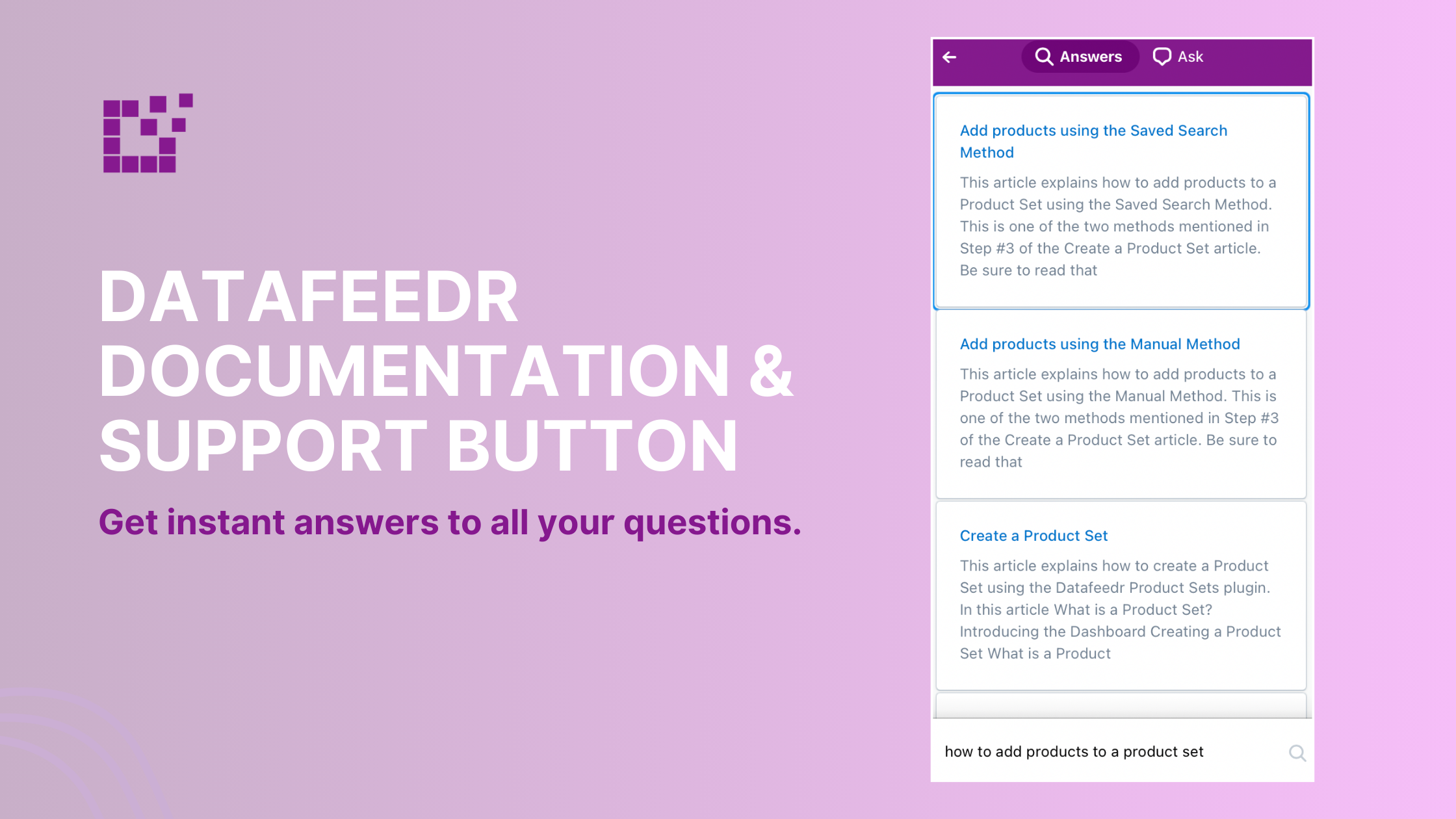 Datafeedr Documentation & Support Link