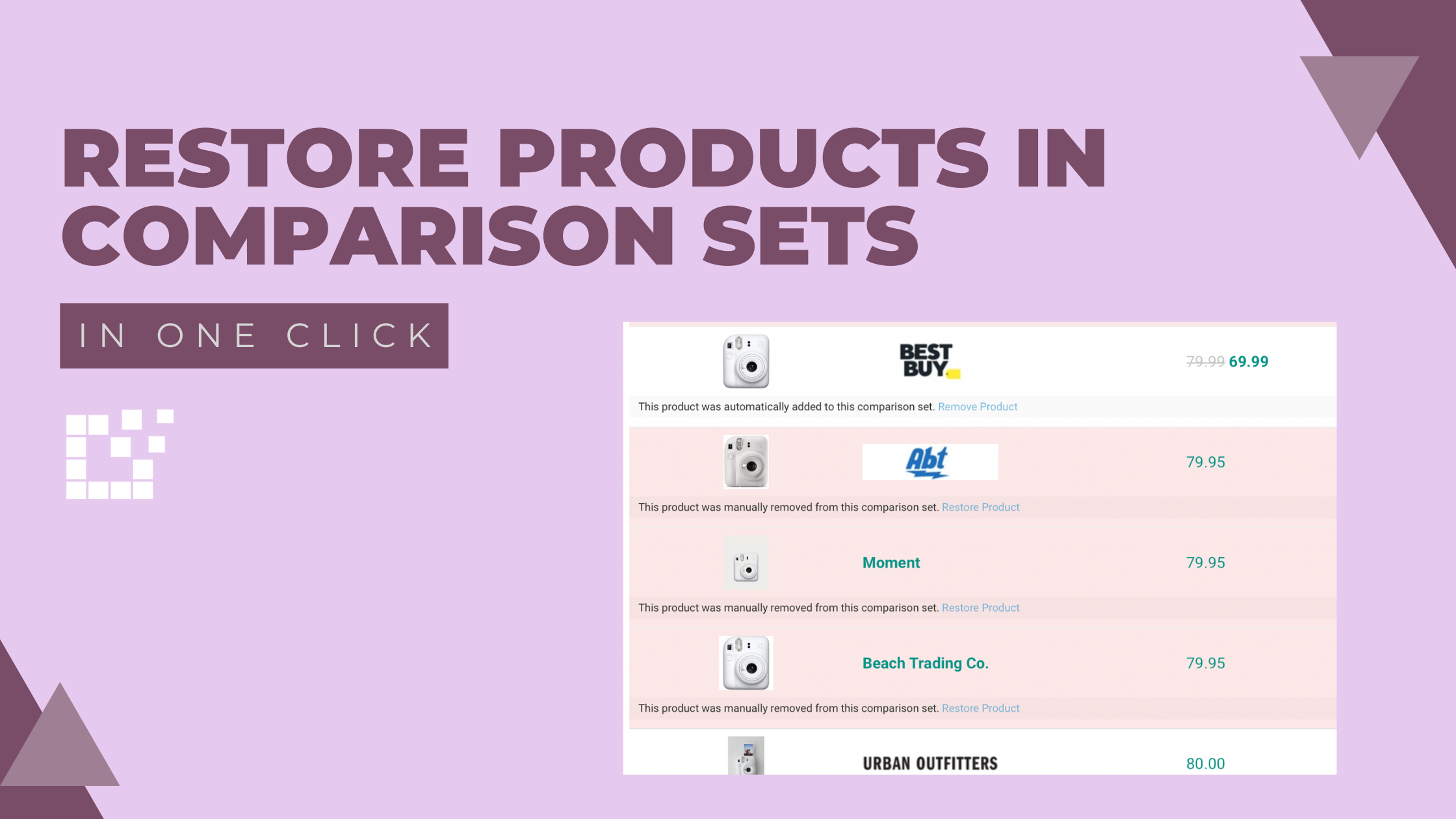 Restore Products in Comparison Sets